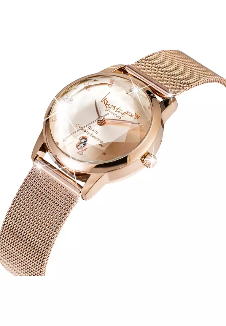 Buy Krystal Couture Krystalline Sleek Rose Gold Watch Embellished With ...