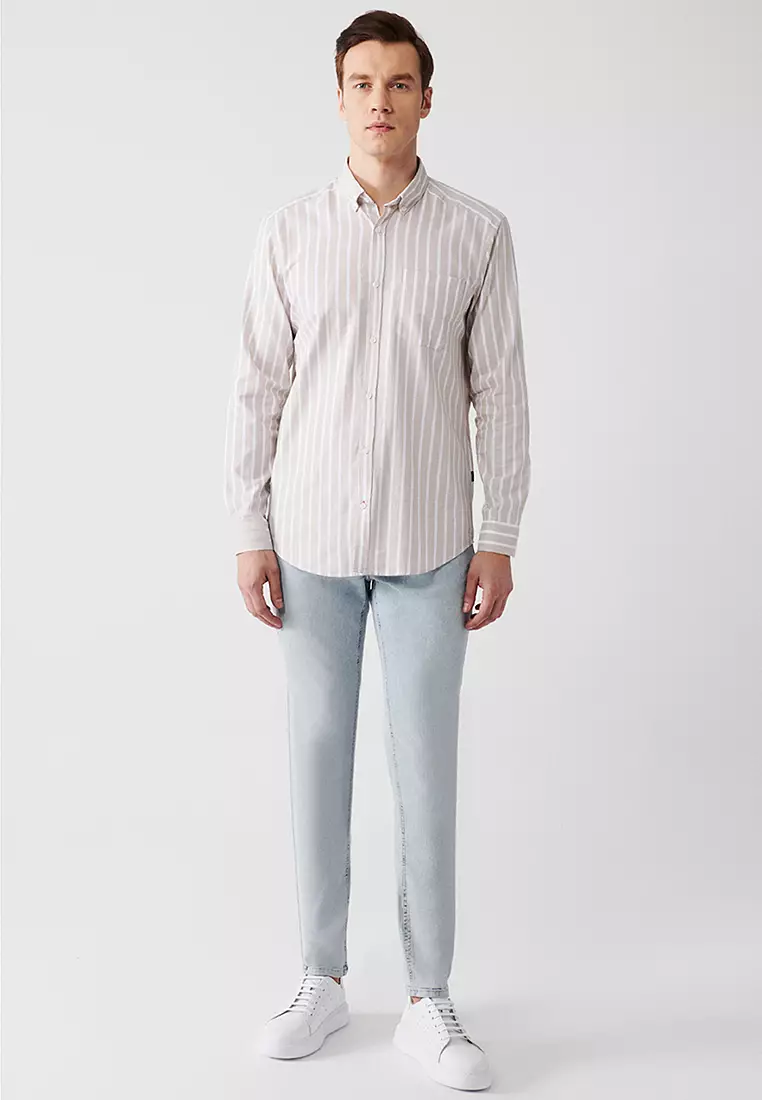 Buy Avva Cotton Stripe Pocket Shirt 2025 Online | ZALORA
