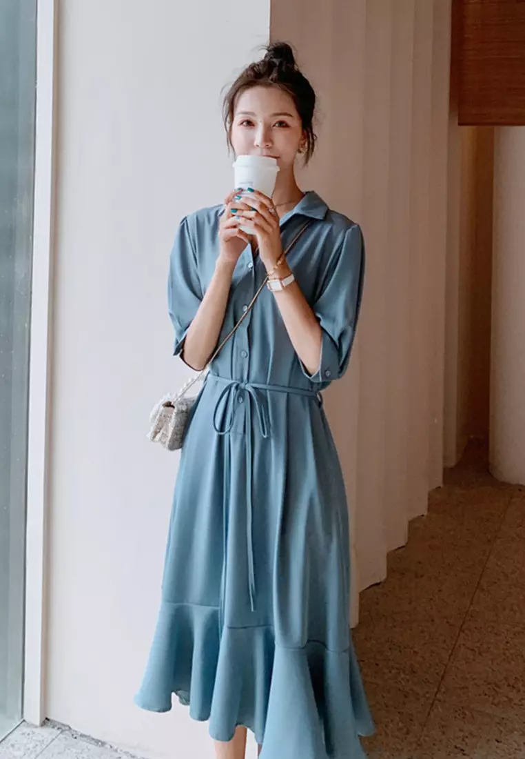 Buy HAPPY FRIDAYS Chic Puff Sleeve Flare Dress JW OP-NR112D 2025 Online ...