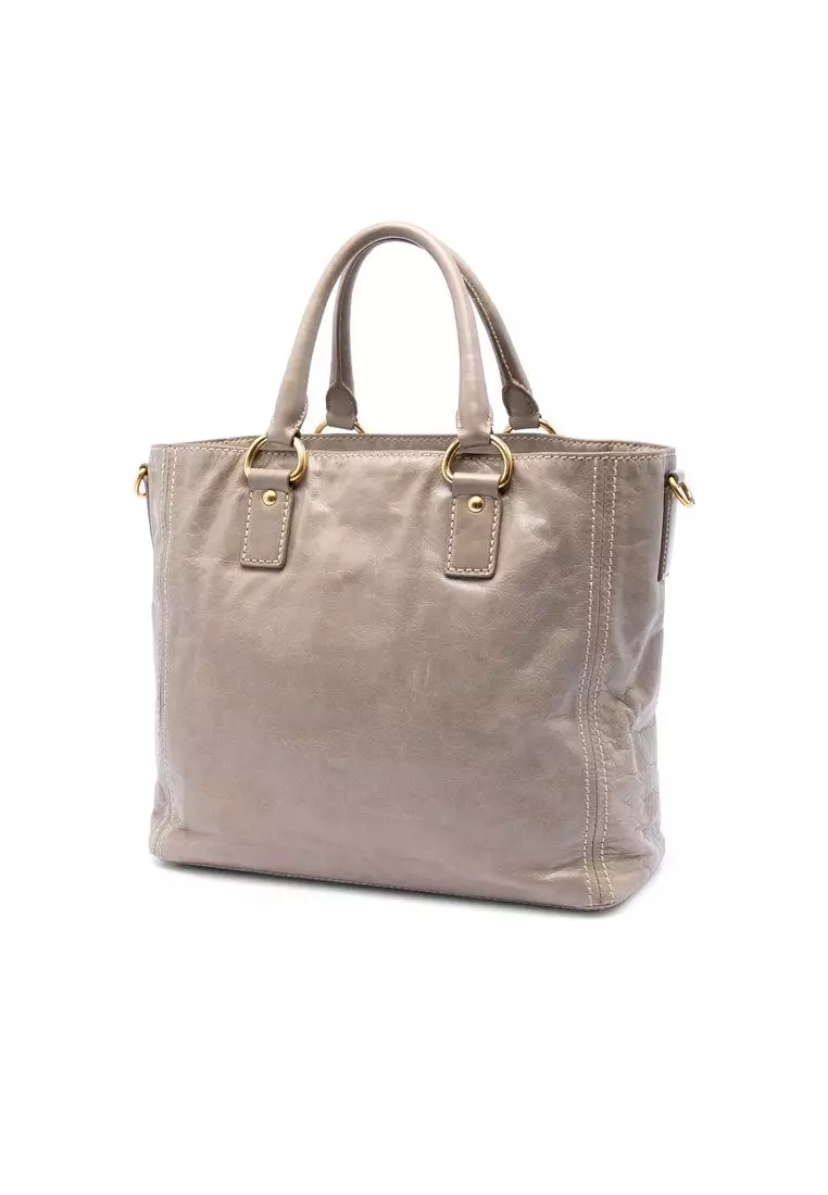 Buy Prada Pre-Loved Prada Vitello Shine Front Pocket Convertible Tote ...