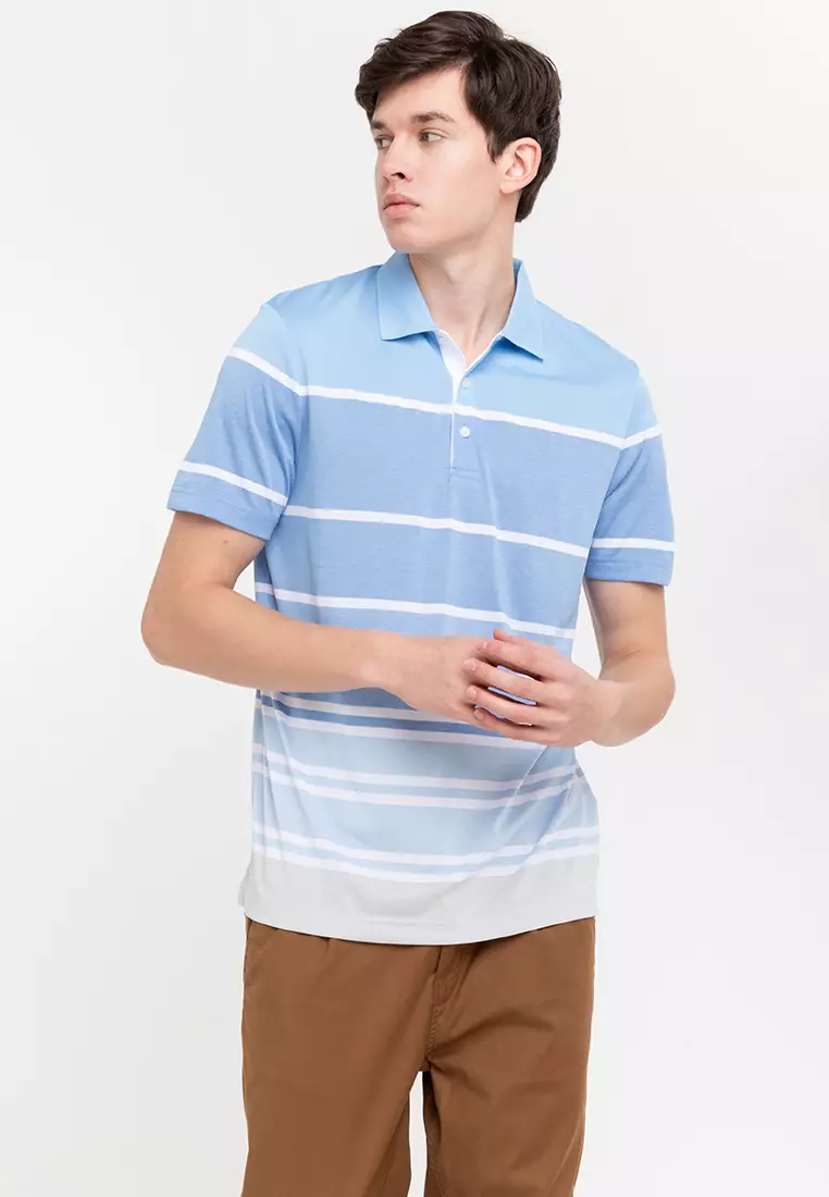 Buy Jack Nicklaus Tonal Heather Stripe Polo Blue Robin 2024 Online ...