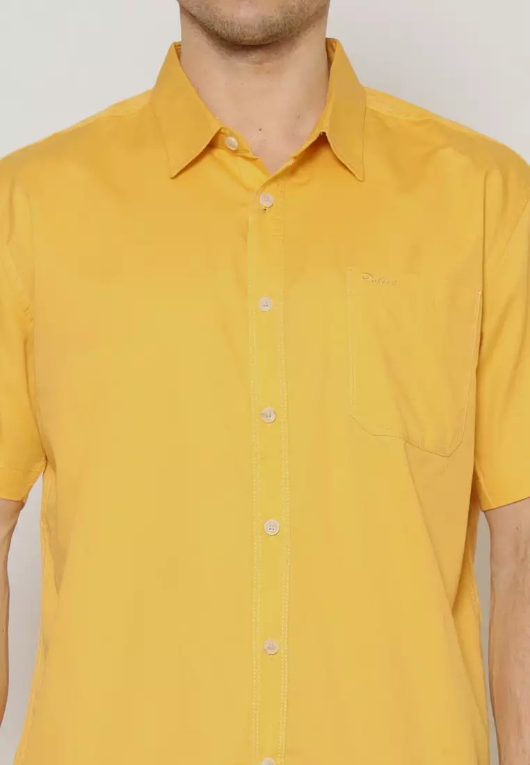 Jual Police Denim POLICE Kemeja Polos Cotton Twill Yellow Regular Fit ...