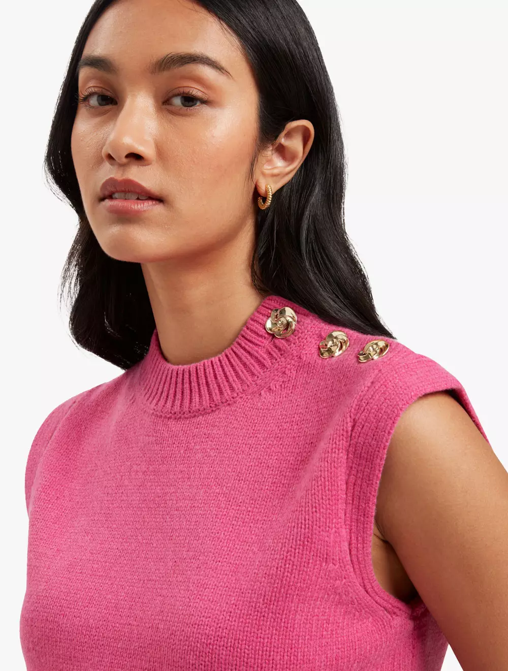 Jual Ted Baker RONDHER Rose Button Crew Neck Tank - Bright Pink ...