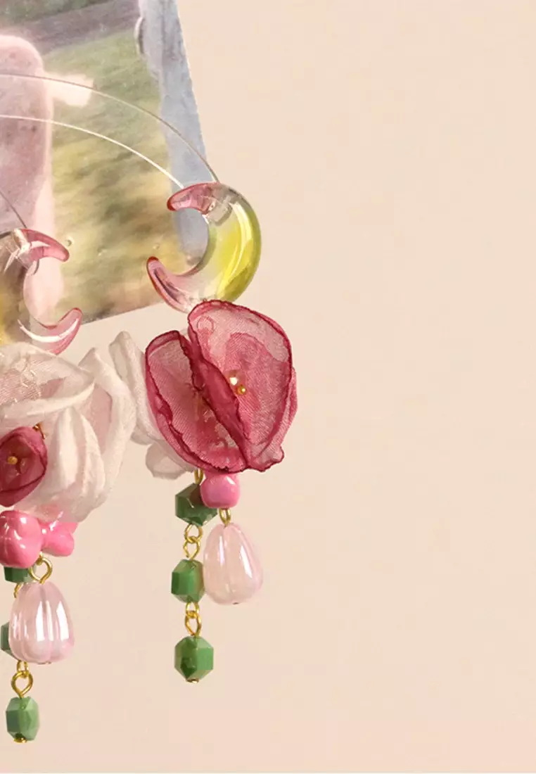 Buy Sunnydaysweety Summer Petal Crescent Color Green Jade Earrings ...