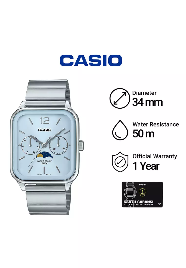 Jual CASIO CASIO to the Moon and Back Series MTP-M305D-2AV Jam Tangan Analog Pria - Light Blue ...