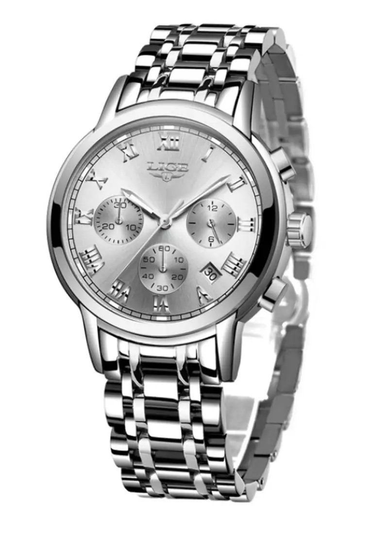 Buy LIGE Chronograph Unisex Stainless Steel Quartz Watch, Silver dial ...