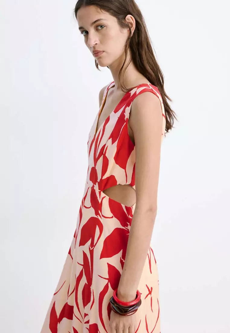 Buy Mango Floral Print Cut-Out Dress 2026 Online | ZALORA
