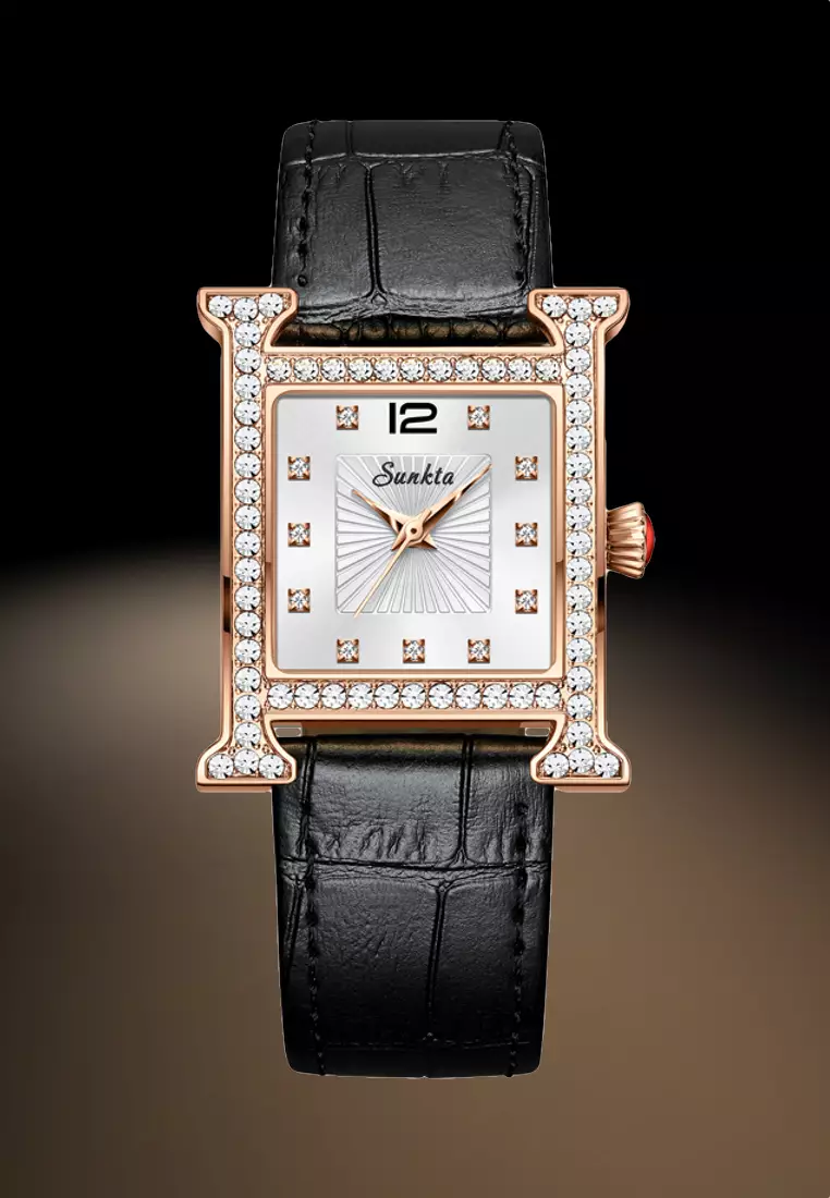 Buy LIGE SUNKTA Ladies Quartz Watch, 36x31mm, Paved with Crystals ...