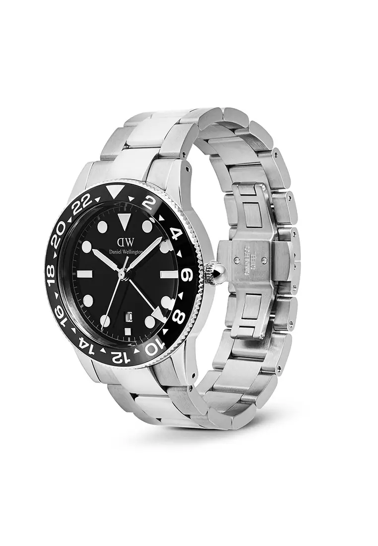 Buy Daniel Wellington Iconic GMT Link 40mm Black Ceramic Bezel Silver ...