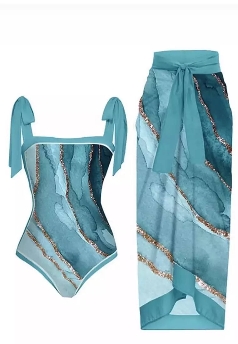 Buy ZITIQUE Two-Piece Set - One-Piece Spa Swimsuit With Chiffon Cover ...