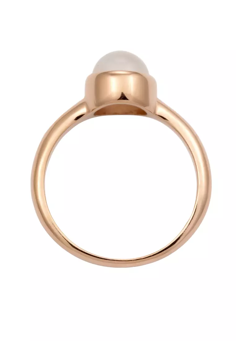Buy ELLI GERMANY Moonstone Circle Solitaire Ring – Rose Gold-Plated ...