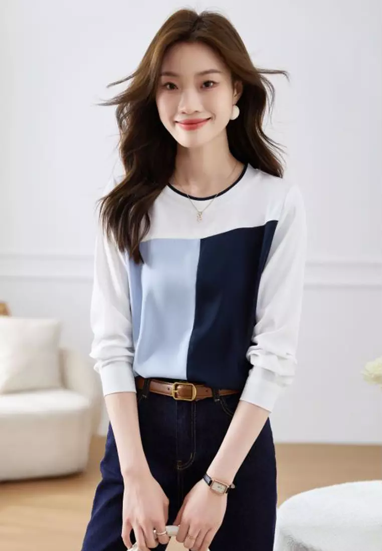 Buy Halo Round Neck Color Block Top 2025 Online | ZALORA