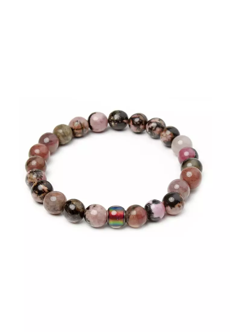 Buy Kings Collection Black Line Rhodonite Beaded Bracelet ...