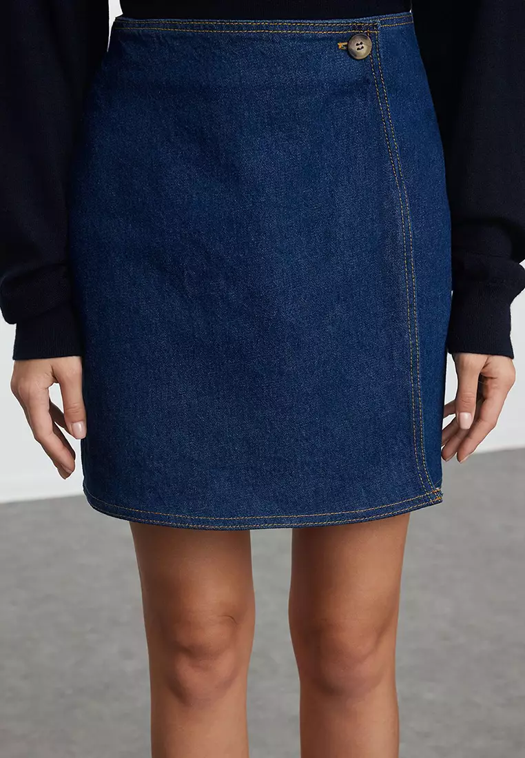 Jual Trendyol Basic Denim Skirt Original 2025 | ZALORA Indonesia
