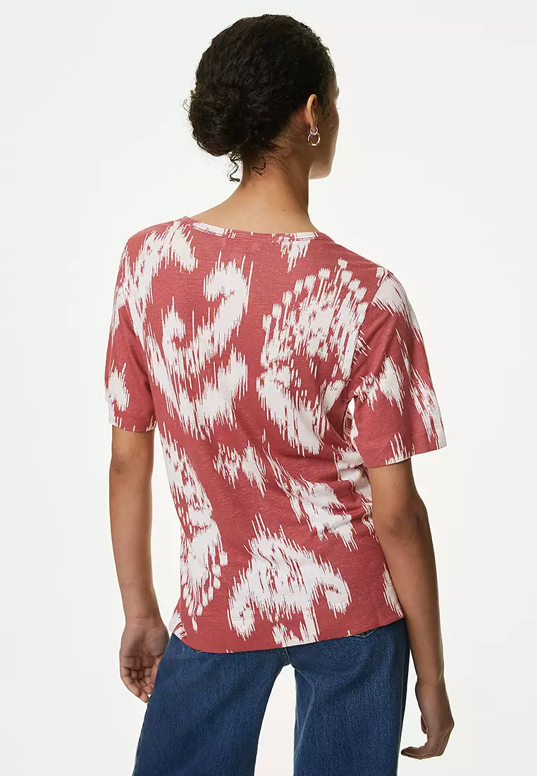 Jual Marks & Spencer Linen Blend Printed Top Original 2025 | ZALORA ...