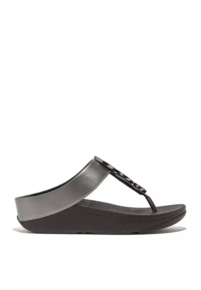 Buy Fitflop FitFlop HALO Bead-Circle Metallic Toe-Post Sandals - Pewter ...
