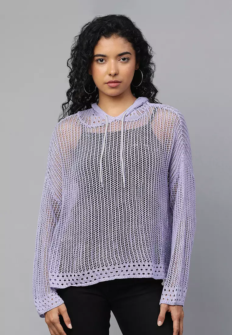 Buy London Rag Purple Netted Hoodie Online | ZALORA Malaysia