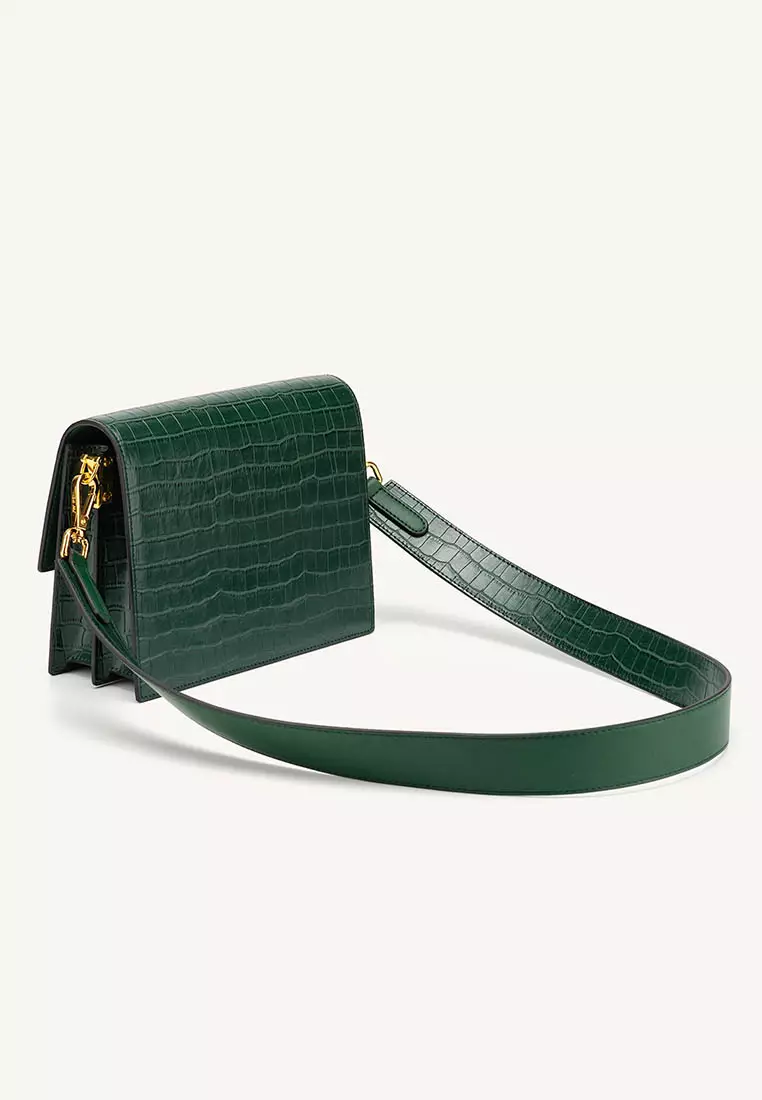 Jual JW Pei JW Pei Mini Flap Bag - Dark Green Croc Original 2024 ...