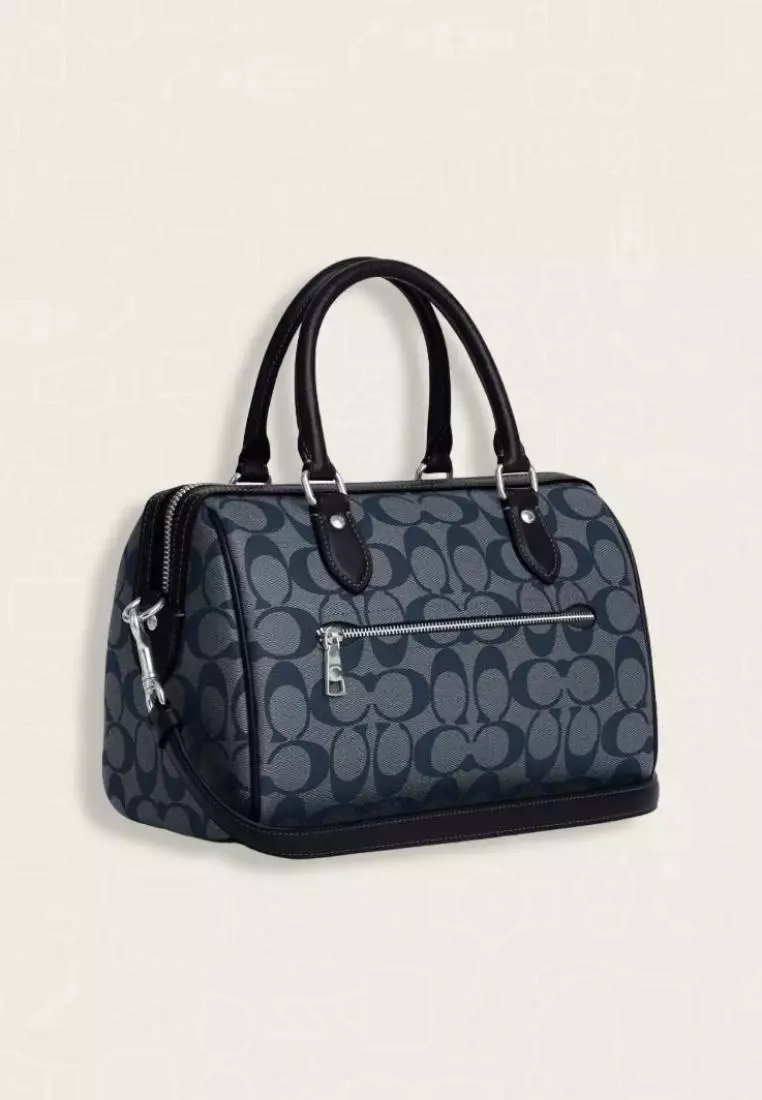 Jual Coach Coach Rowan Satchel In Signature Canvas Denim Midnight Navy ...