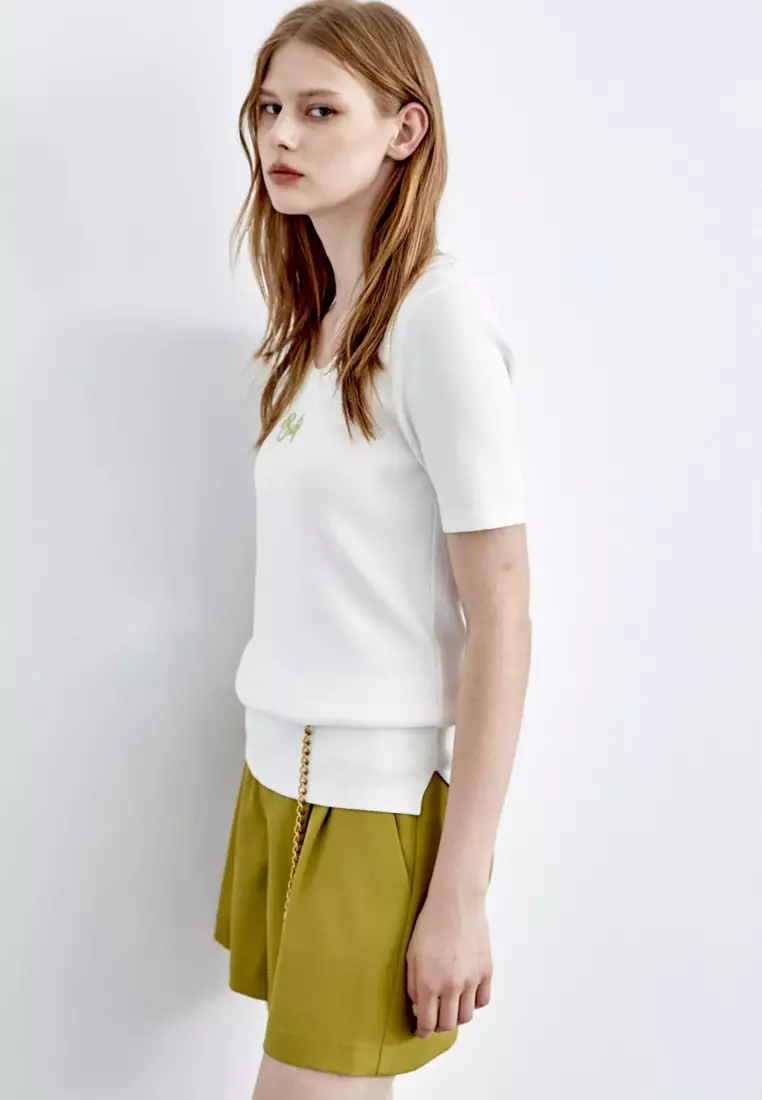 Buy iROO Basic Knit Top With Beaded Slogan 2026 Online | ZALORA Philippines