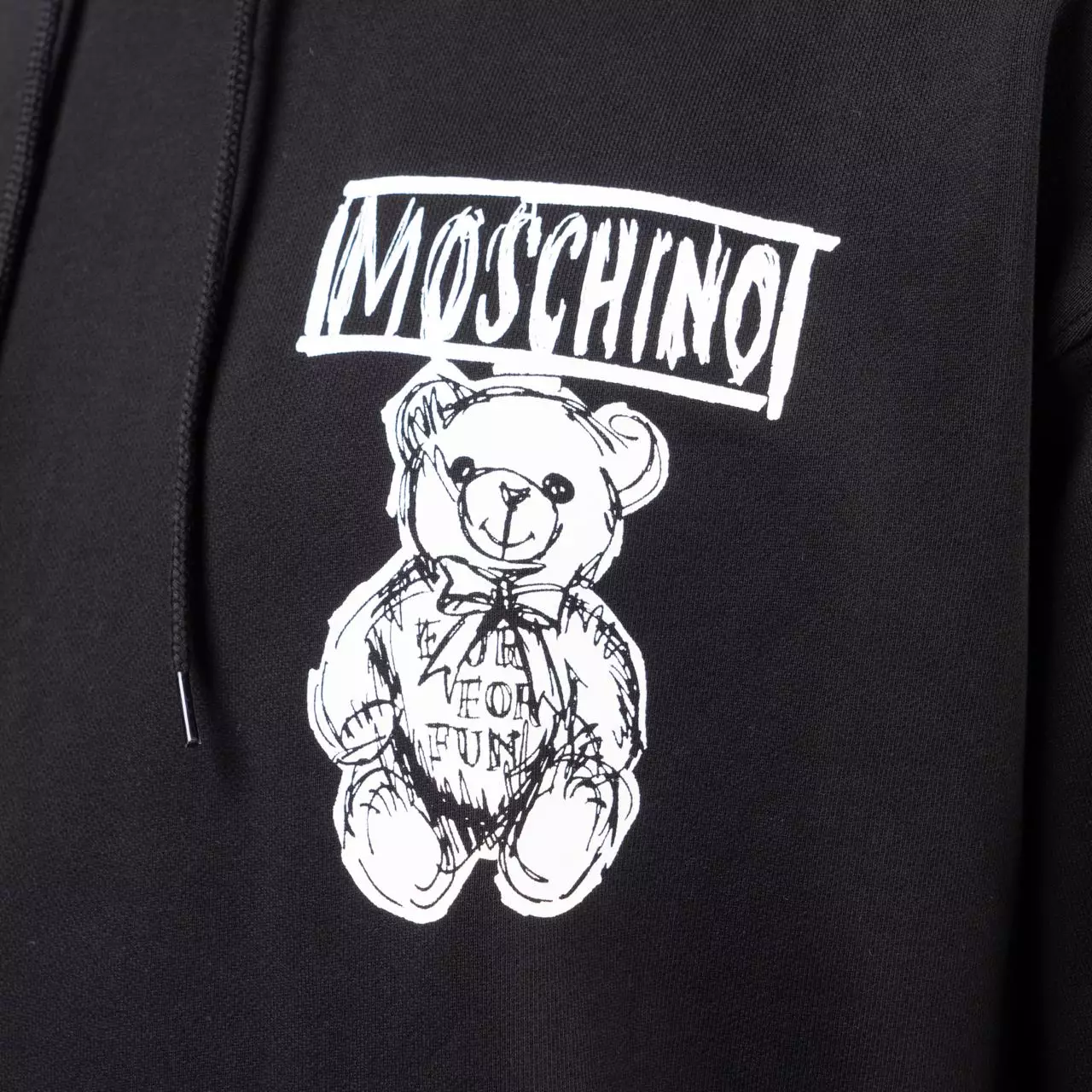 Jual Moschino Teddy Bear Sketch Drawing Print Hoodie Black Original ...