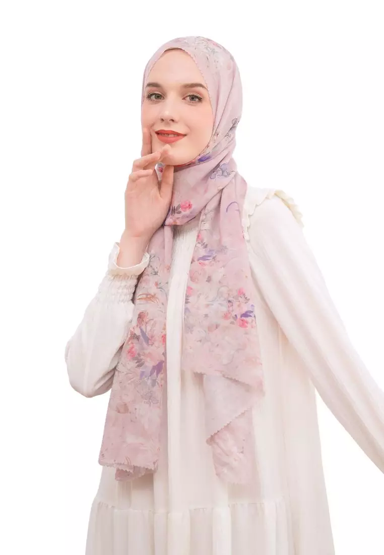 Jual Hijab Wanita Cantik.com Pashmina Emily Series Hijab printing premium motif bunga Varian ...