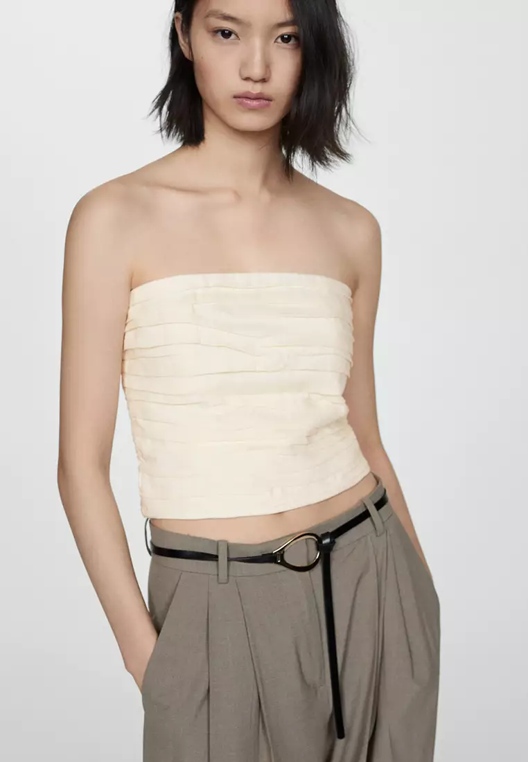 Jual Mango Draped Linen Top Original 2025 | ZALORA Indonesia