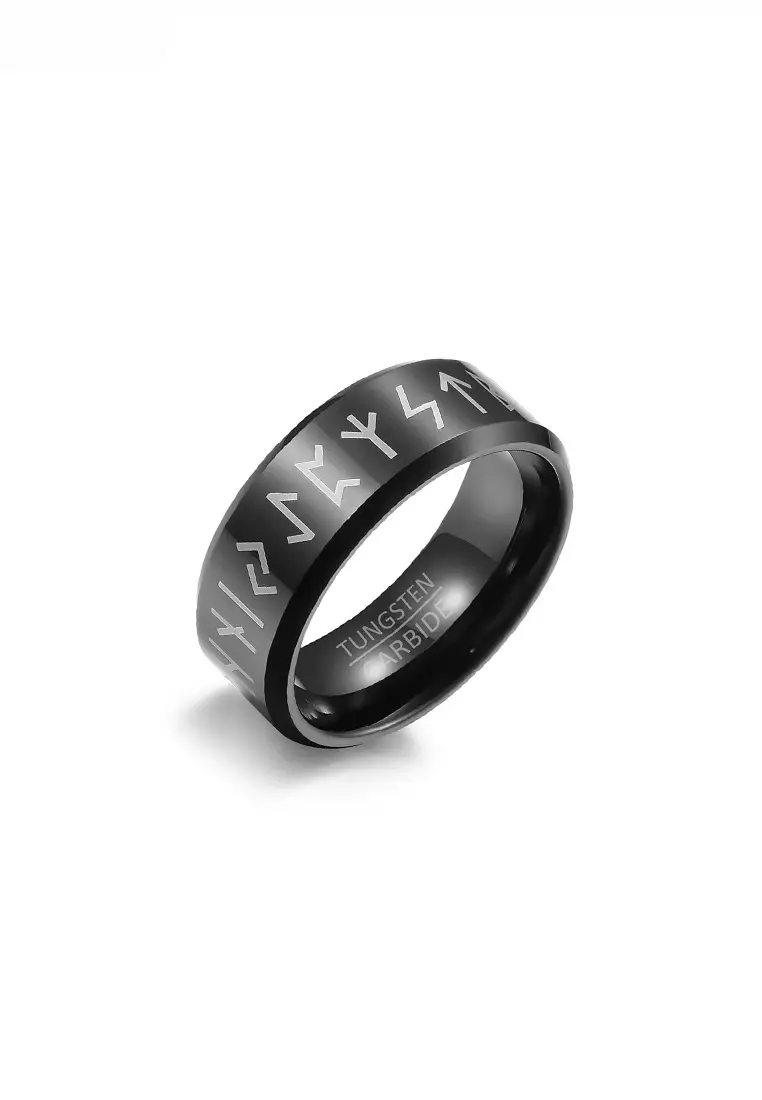 Buy HAPPY FRIDAYS Runes Tungsten Carbide Ring JW QF-016 Online | ZALORA ...