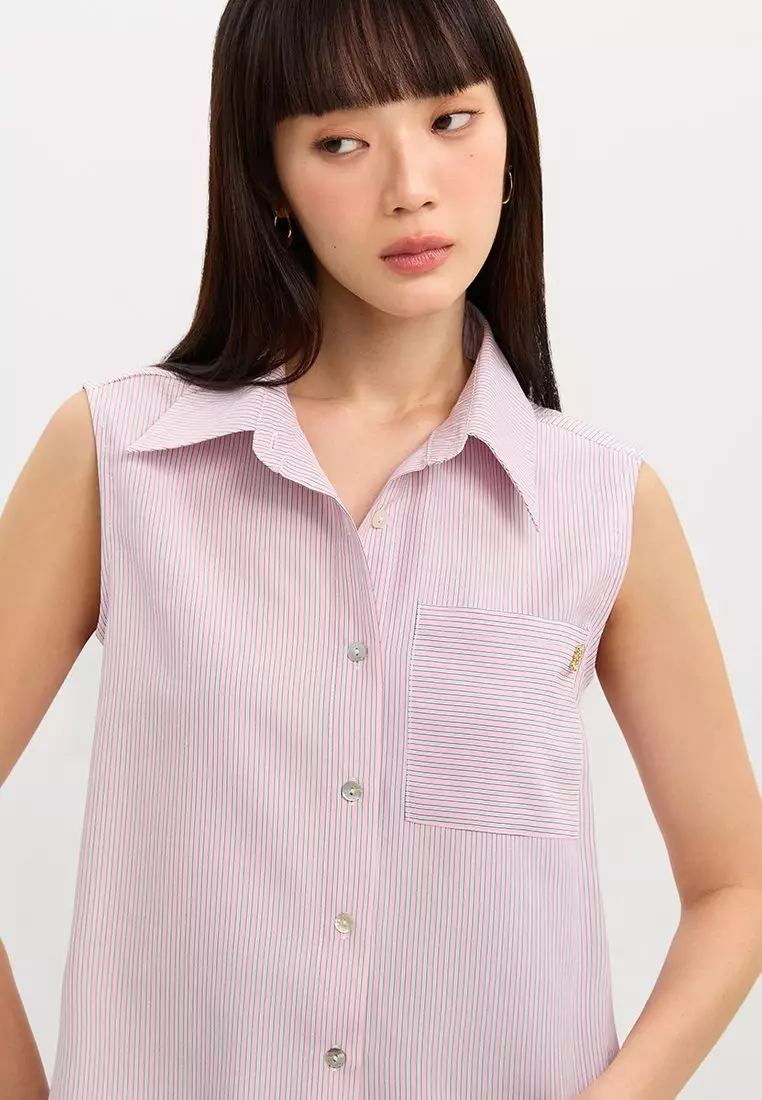 Pomelo Sleeveless Striped Shirt - Light Pink 2026 | Buy Pomelo Online ...