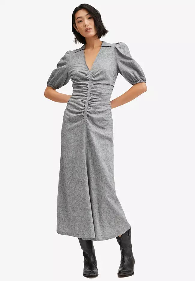 Buy Mango Ruched Linen Dress Online | ZALORA Malaysia