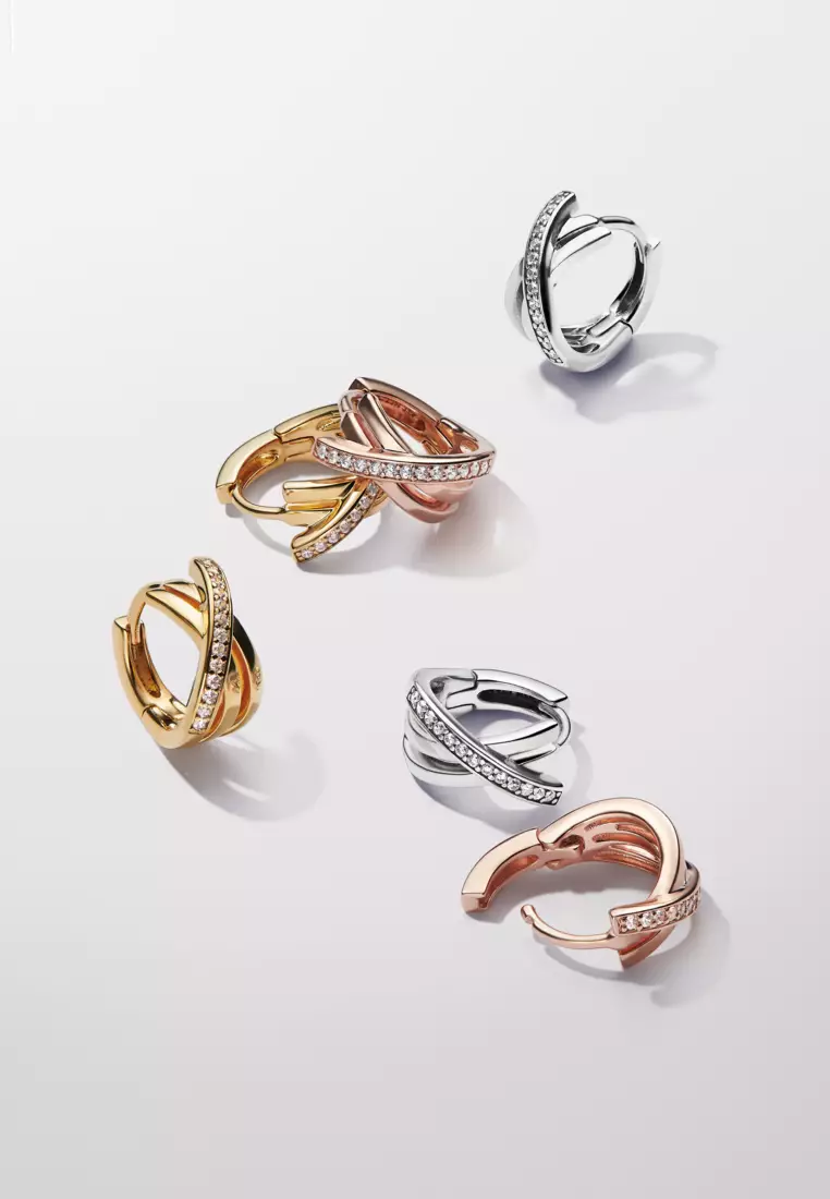 Buy PANDORA Pandora Crossover Pavé Hoop Earrings Online | ZALORA Malaysia