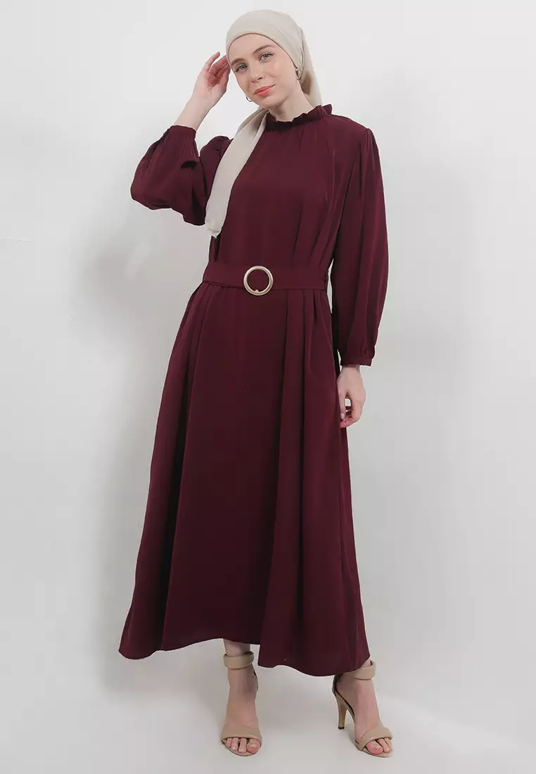 Jual MFMW MFMW Mabella Dress Gamis Maroon Original 2024 | ZALORA ...