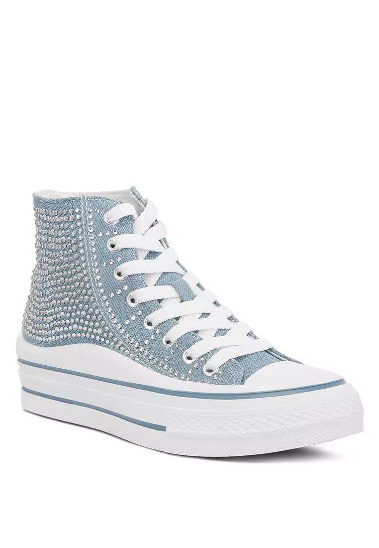 Buy London Rag Rhinestone Embellished Ankle Denim Sneakers Online ...