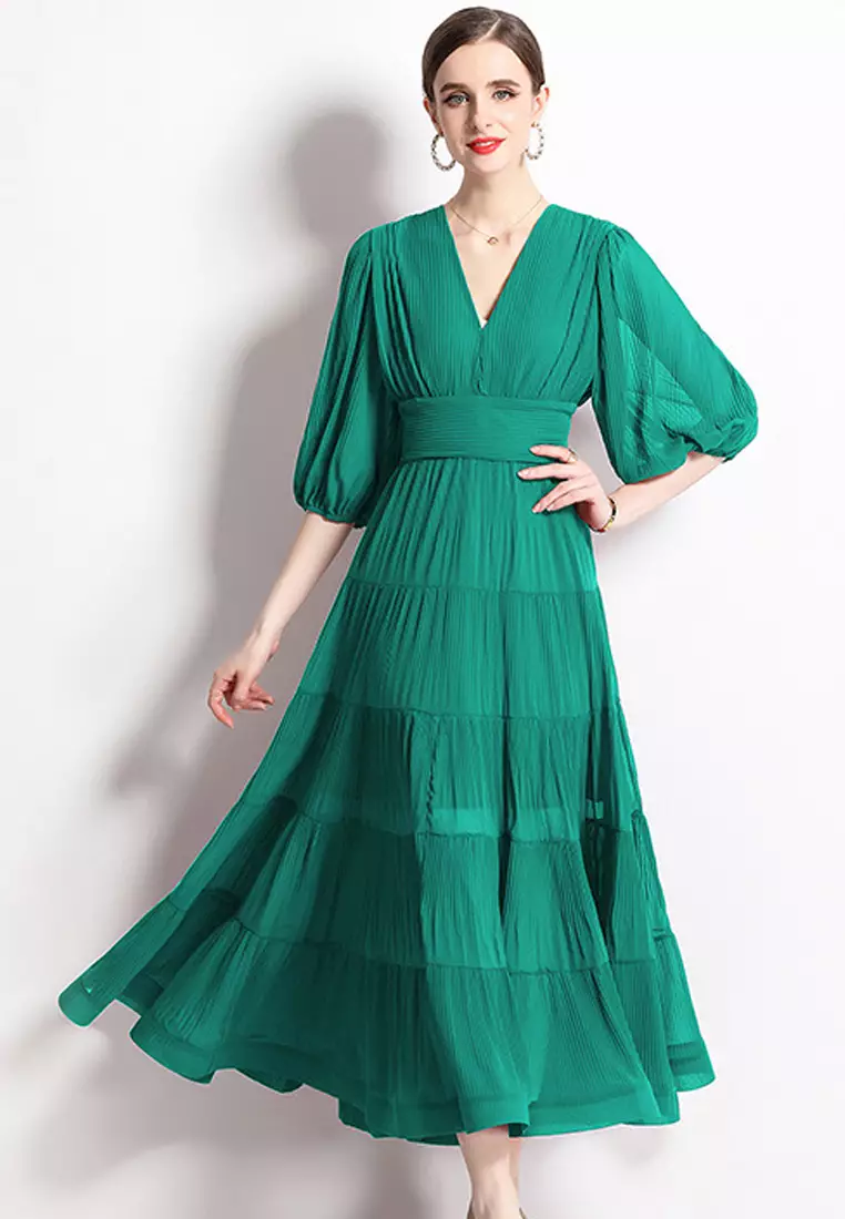 Buy Twenty Eight Shoes Vansa Fashion Chiffon Puff Sleeve Dress Vcw