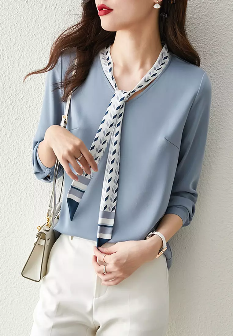 Buy Halo V Neck Tie Blouses Online | ZALORA Malaysia
