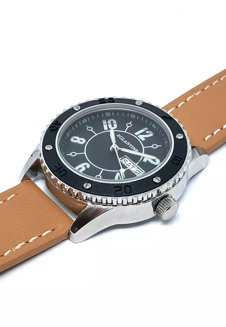 Buy EGLANTINE Vanessa Ladies Steel Quartz Watch Black Dial on Light ...