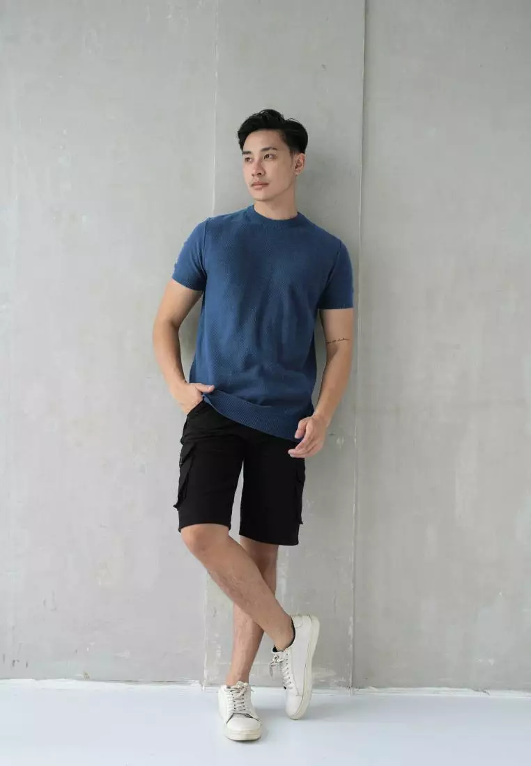 Jual Kale Clothing Kale Marvin Blue / Sweater Rajut Pria Tangan Pendek ...