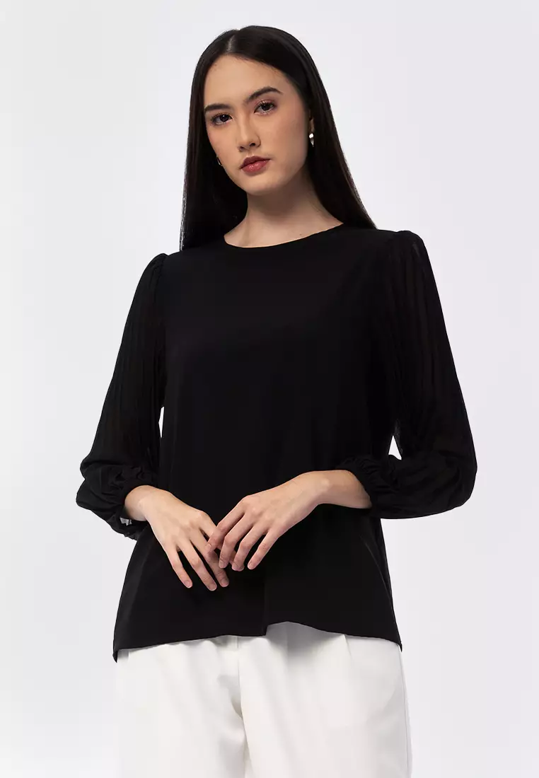 Jual Executive Round Neck Long Sleeve Blouse Original 2025 | ZALORA Indonesia