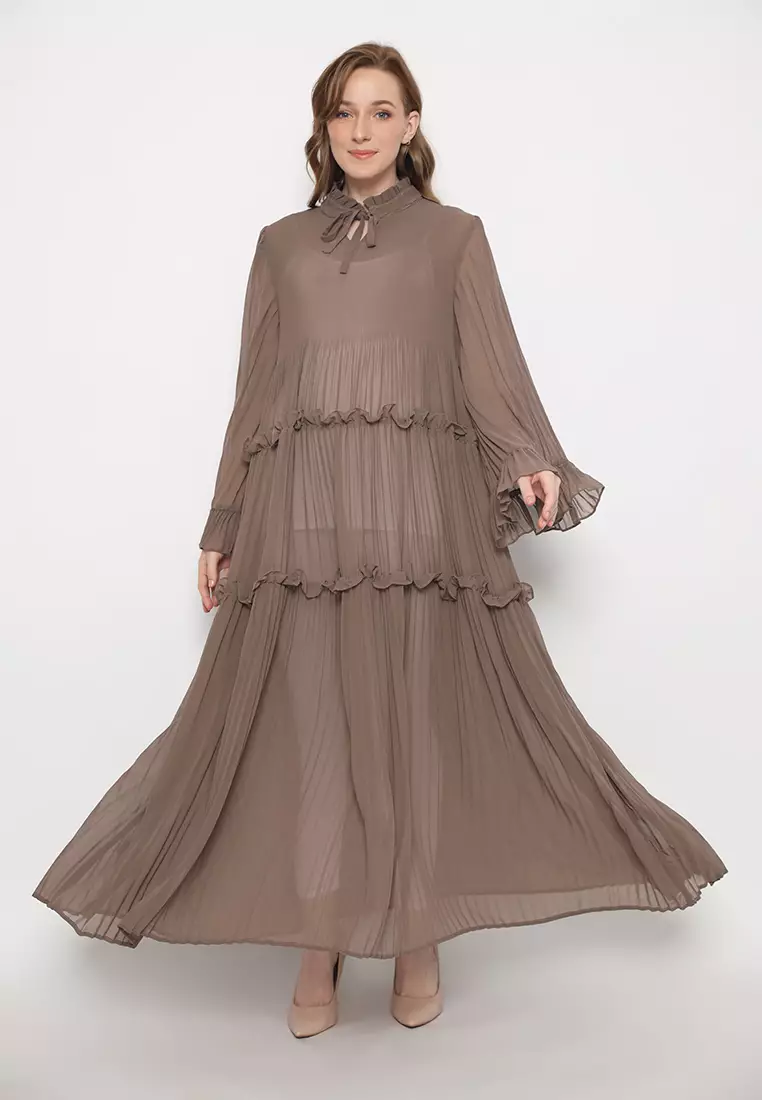 Jual Rupa Arupa Rupa Arupa - Brown Yarelli Pleats Dress Original 2025 ...