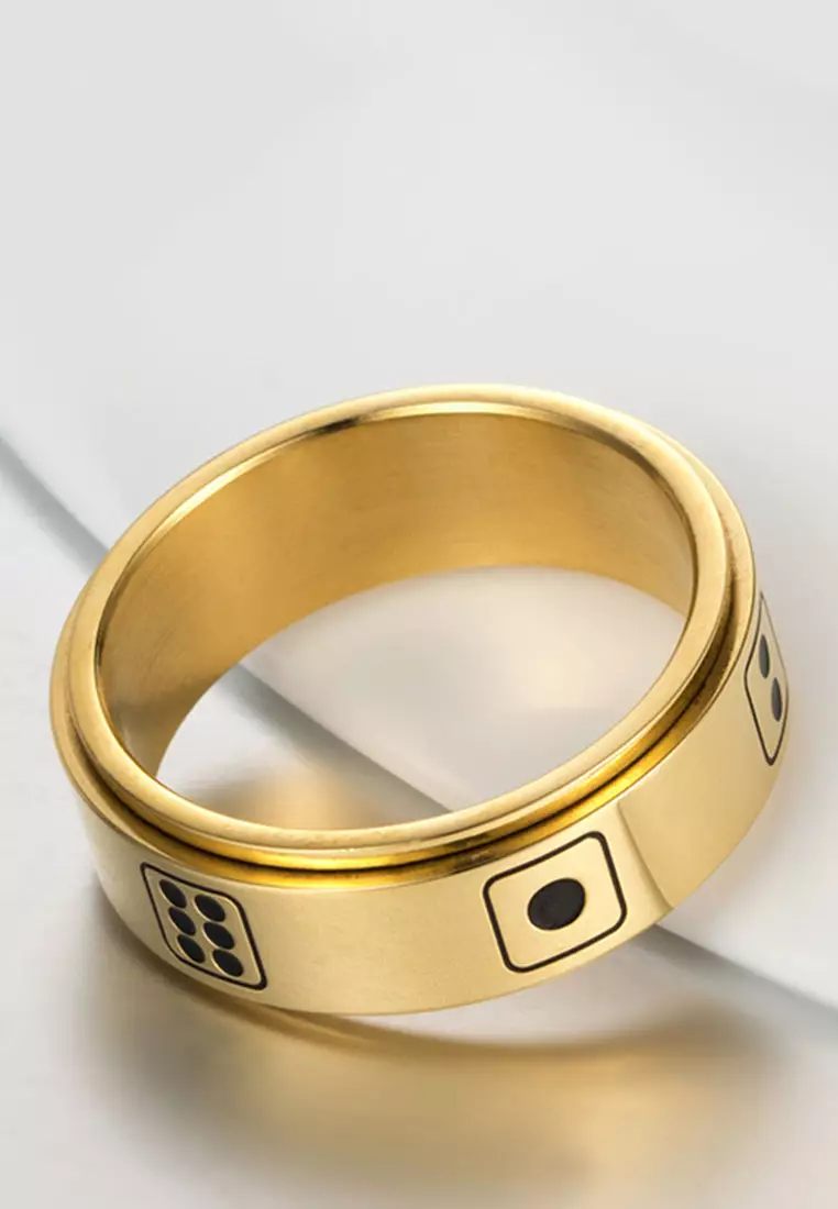 Buy HAPPY FRIDAYS Rotatable Design Dice Titanium Steel Ring JW QF-JZ146 ...