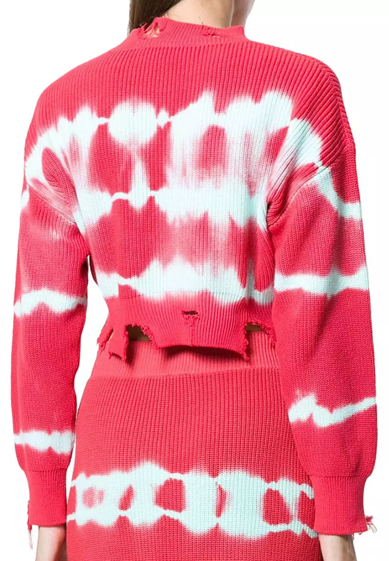 Buy Msgm Tie-Dye Raw Edge Cropped Top in Red 2025 Online | ZALORA