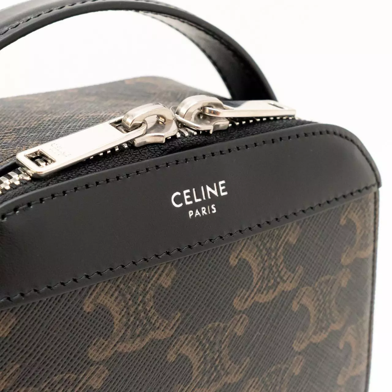 Jual Celine Vertical Messenger Box Bag in Triomphe Canvas and Calfskin Black Original 2025 ...