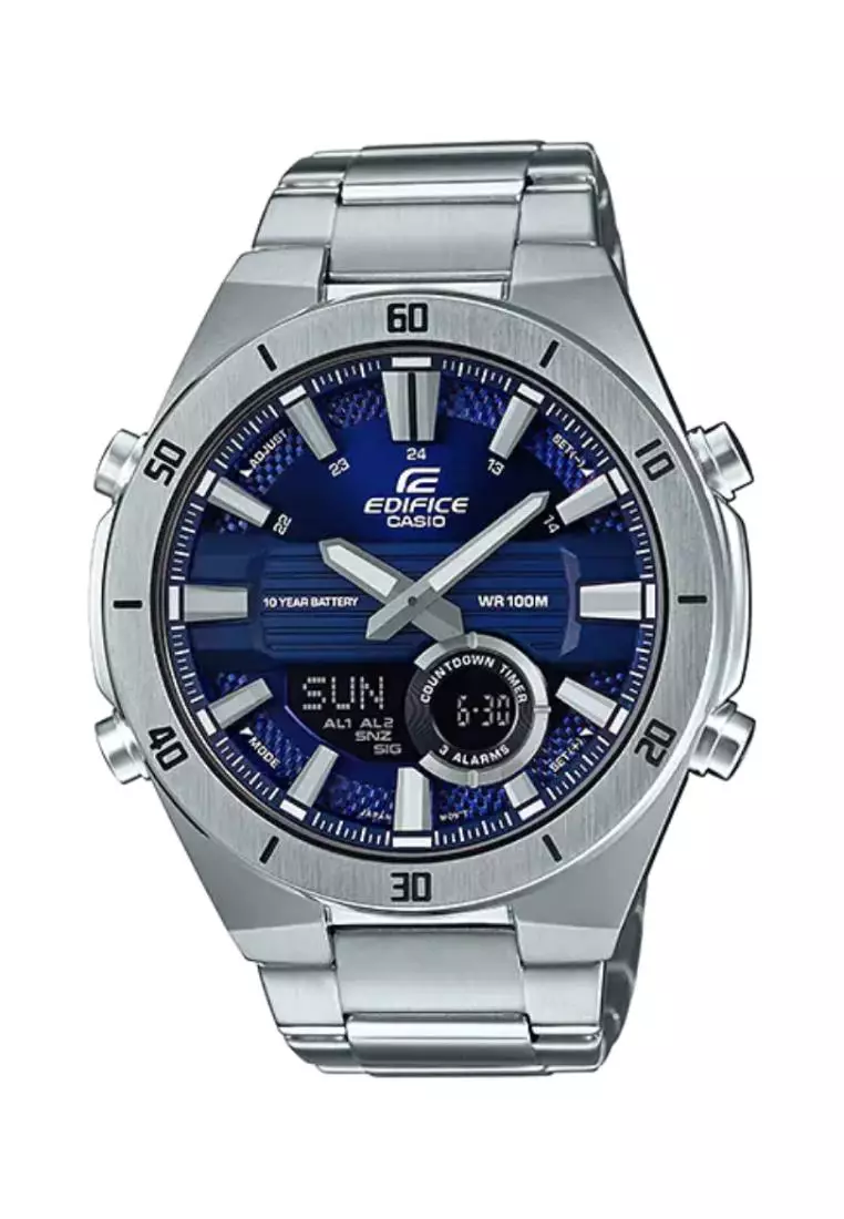 Buy Casio Casio Edifice Blue Dial Silver Stainless Steel Strap Men ...