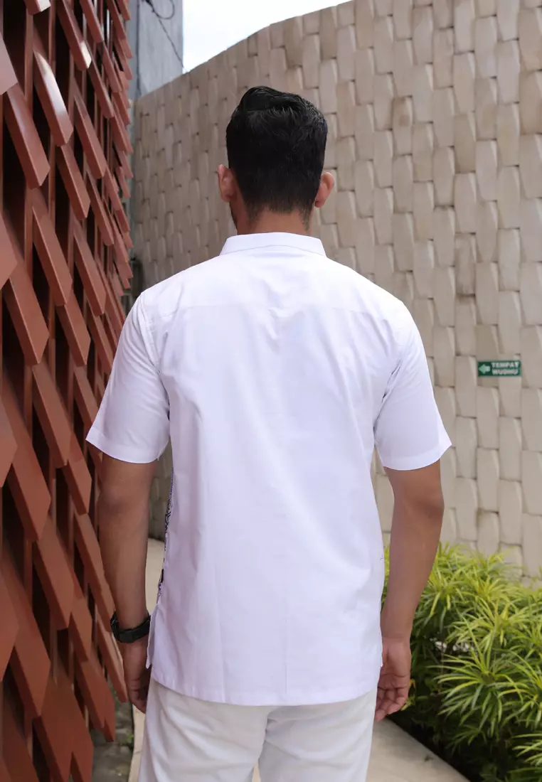 Jual Hadinata Batik Hadinata Batik Koko Cap Pendek Azriel White Raya Series Original 2025 ...