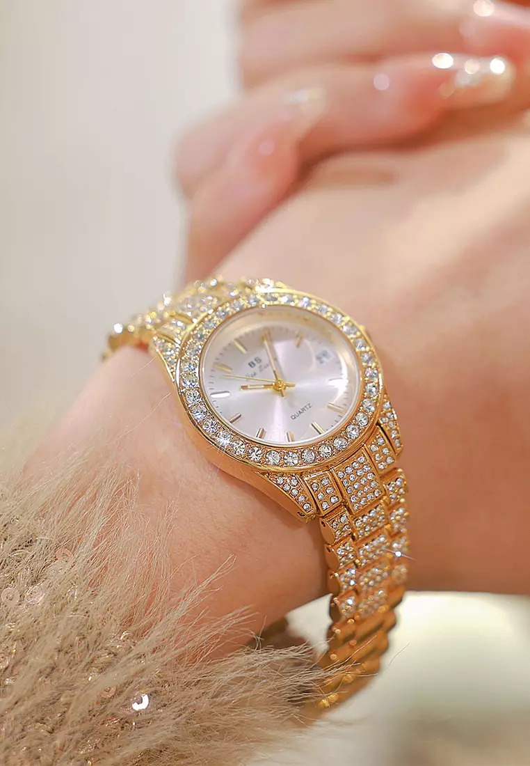 Buy Bee Sister BS Fashion Bright Plated Gold Round Quartz Watch with ...