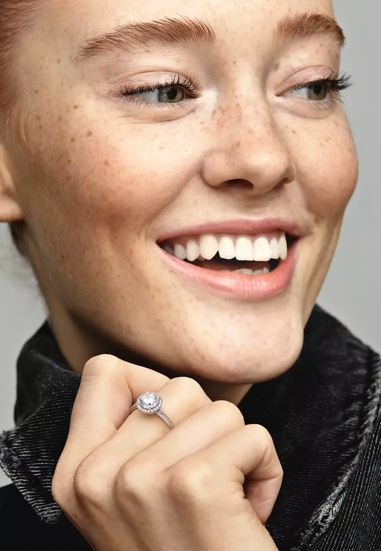 Buy PANDORA Pandora Round Sparkle Halo Silver Ring Online | ZALORA Malaysia