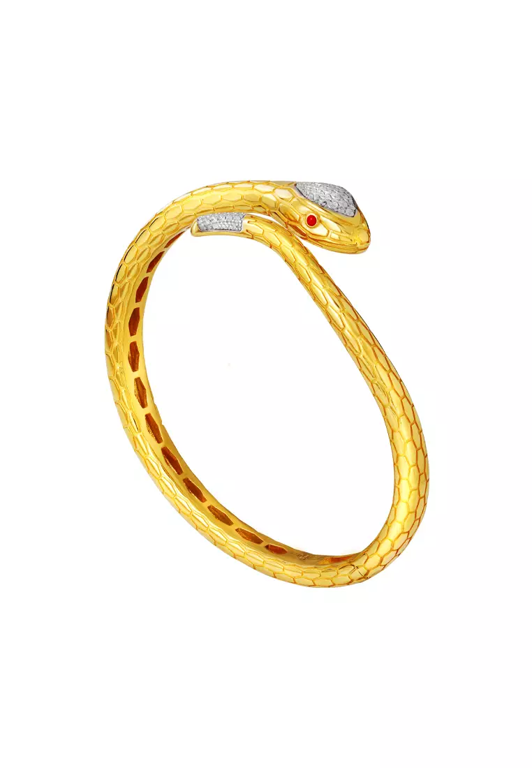 Buy TOMEI TOMEI Diamond Cut Collection, The Golden Snake Bangle, Yellow ...