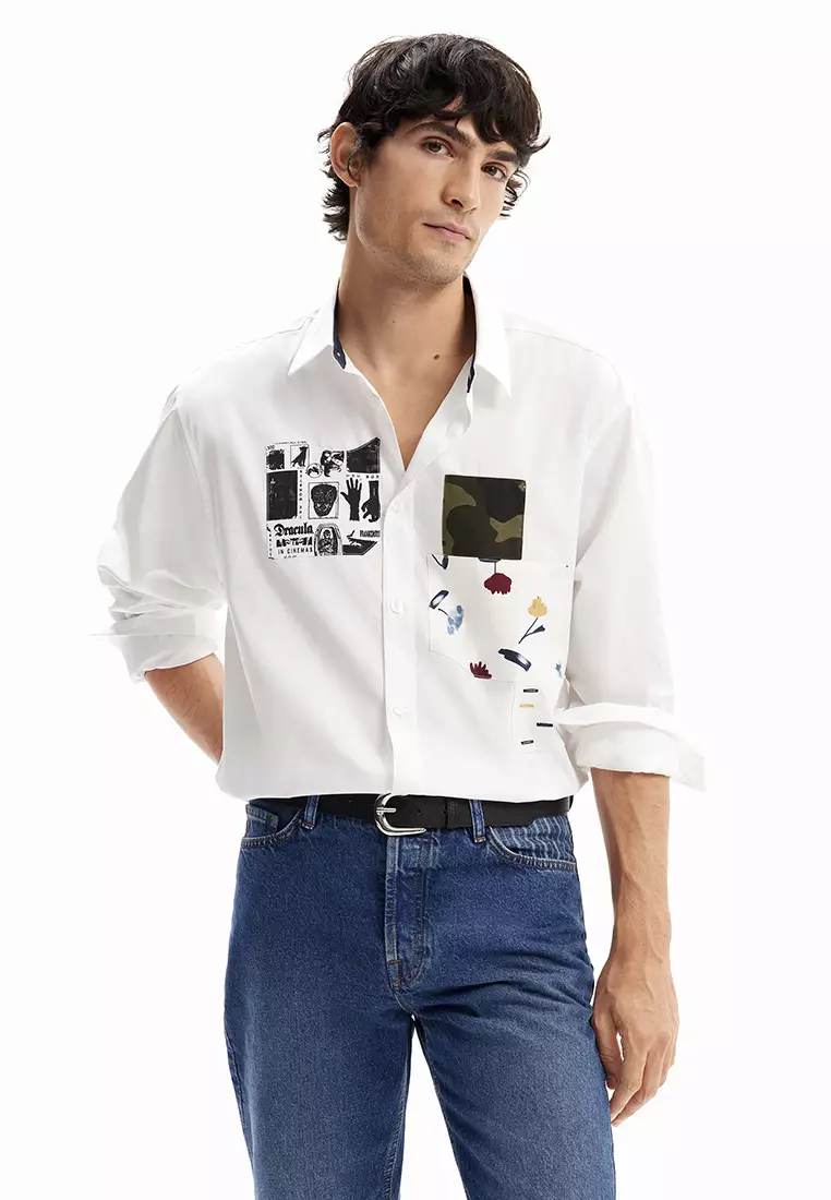 Buy Desigual Desigual Man Patchwork poplin shirt. Online | ZALORA Malaysia