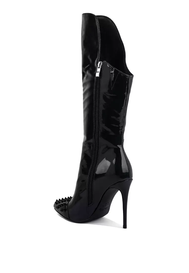 London Rag Black Hologram Stud Stiletto Calf Boots 2024 | Buy London ...