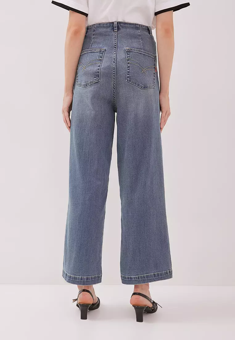 Jual DUST DUST Celana Waistless Baggy Wide Leg Jeans Namara Medium ...